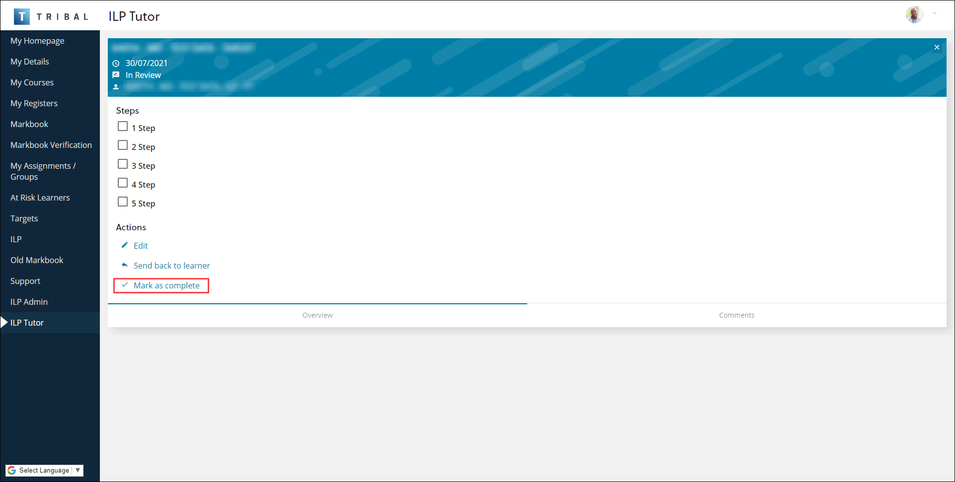 Manage ILP Targets as a Tutor